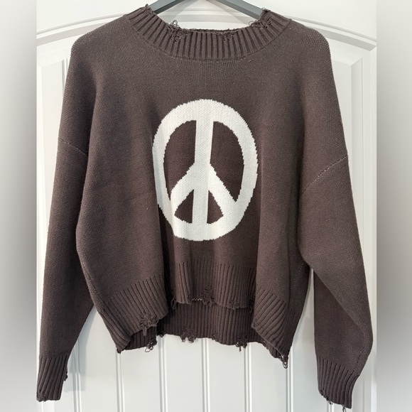 POL | Sweaters | Nwt Pol Chocolate Peace Sign Sweater | Poshmark